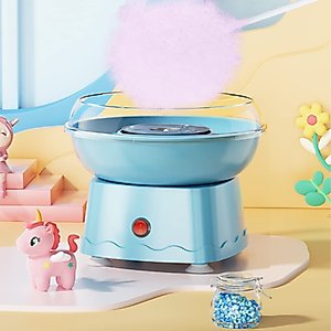 Cotton Candy Machine for Kids, 500W Efficient Electric Heating, Electric Cotton Candy Maker with Large Food Grade Splash-Proof Plate for Home Kids Birthday Family Party（blue）