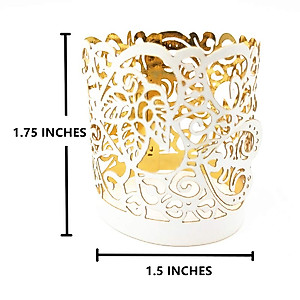 Candle Wraps, 50 PCS Flameless Tea Light Decorative Wraps Candles Holders for Festival Birthday Wedding Party (Gold)