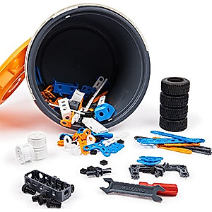 Meccano Junior, 150 pcs Bucket STEAM Model Building Kit for Open-Ended Play, Grey