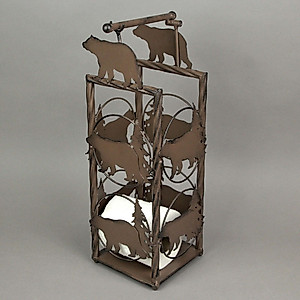 DeLeon Collections Rustic Metal Brown Bear Floor Standing Toilet Paper Holder with Extra Roll Storage, One Size