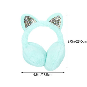 BESPORTBLE Plush Winter Earmuff Adorable Cat Ear Earmuff Furry Ear Warmer for Girls and Women for Indoor Outdoor (Mint Green)