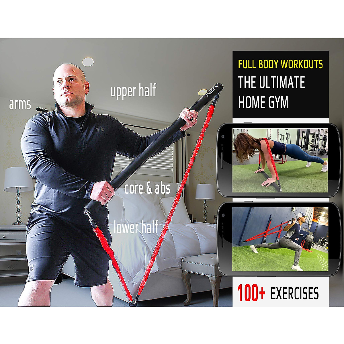 VPX Pro Fitness Home Gym 3.0 | 14pc Accessories | Adjustable Lifting System | Replaces Weight, Cable, & Machine Training with Suspension Resistance Power | Men & Women | Up to 220 lb of Resistant Max