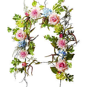 VGIA 6 feet dahlia rose silk hydrangea flowers garland for wedding party home garden, wedding arch garden wall decoration, home decoration - Pink