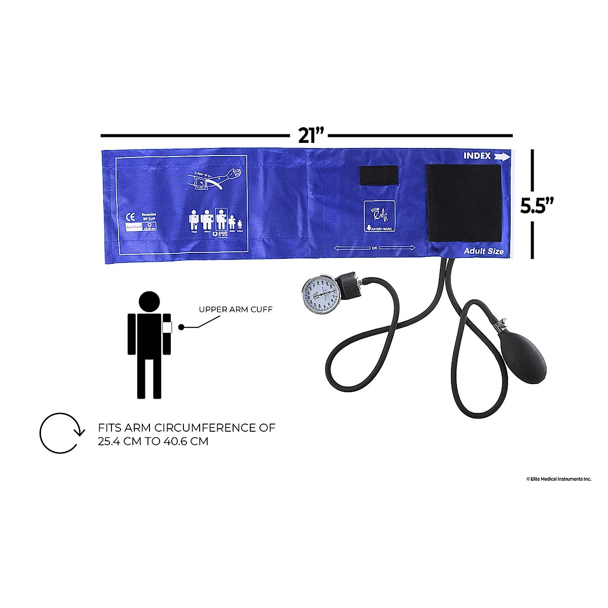 EMI Royal Blue Sprague Rappaport Stethoscope and Aneroid Sphygmomanometer Manual Blood Pressure Set Kit - #330