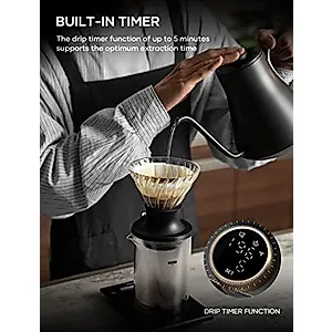 Cocinare Electric Gooseneck Kettle with Temperature Control, Pour Over Coffee & Tea, 1200W 180-sec Quick Boil Time, 600g Ultra Light, 0.9L, Black