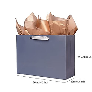 ysmile Blue Gift Bag Premium Paper Bag with Handle for Boutique Large 14" Birthday, Congratulation, Mother Day, Father Day, Valentine's Day