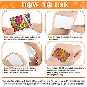 Demissle 280 Pieces Hippie Temporary Tattoos Butterfly Flower Love and Peace Lucky Rainbow Tattoos Groovy Hippie Temporary Fake Tattoos Decor School Rewards for Kids 70s Groovy Party Favors