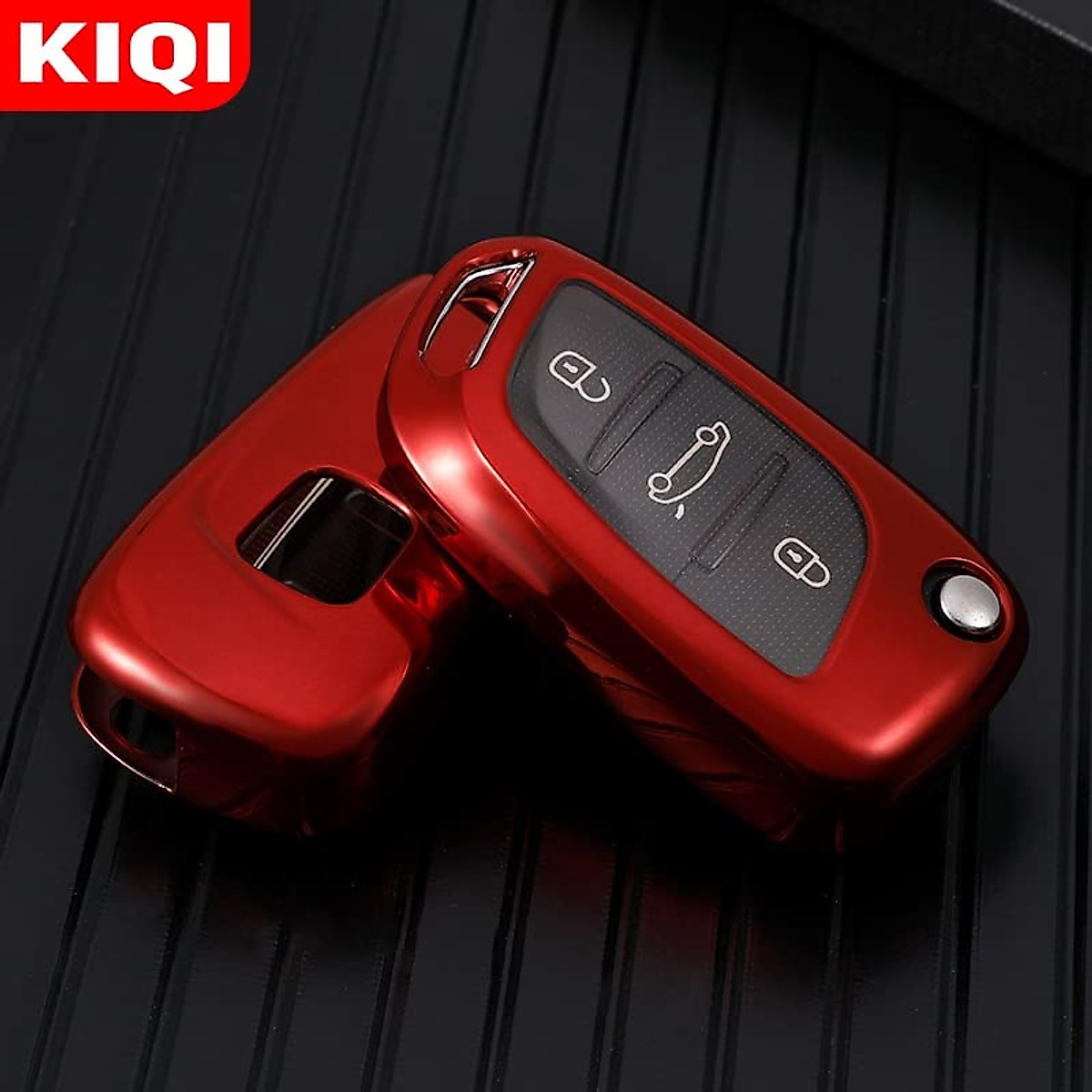 BNHUY for Peugeot Citroen C1 C2 C3 C4 C5 DS3 DS4 DS5 DS6 Soft TPU Car Folding Flip Key Case Cover Shell Protector Accessories (Color Name: Red)