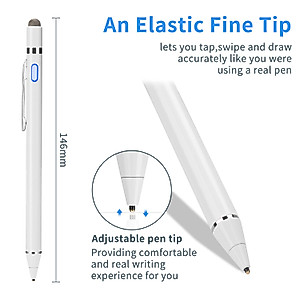 Evach Active Stylus Digital Pen with Ultra Fine Tip Stylus for iPad iPhone Samsung Tablets, Compatible with Apple Pen,Stylus Pen for iPad Pro, White
