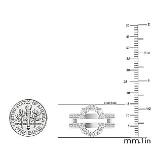 Dazzlingrock Collection 0.85 Carat (ctw) Round White Diamond Women Enhancer Guard Double Wedding Ring, Sterling Silver, Size 7