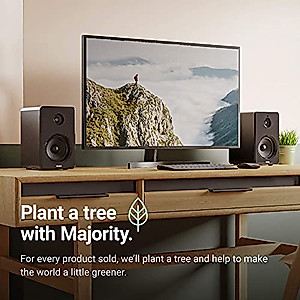 Majority D40 Active Bookshelf Speakers | Powered Stereo Studio Speakers | Powerful Amplified 2.0 Channel Sound | Bluetooth, Optical, RCA, USB & Aux Playback | Digital Controls | HiFi Speakers