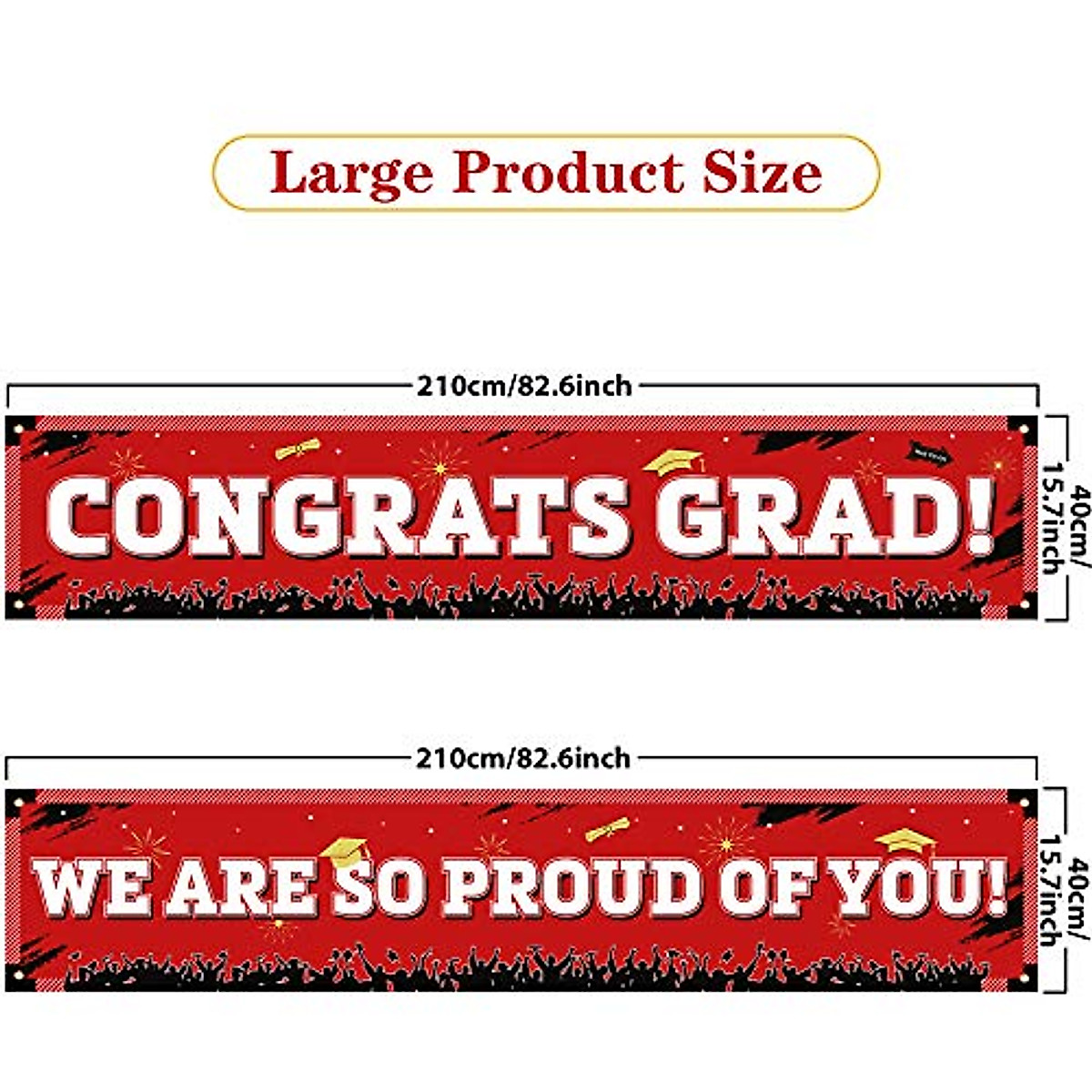 Bundle- 2 Items: Red Graduation Backdrop+ Graduation Banner