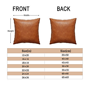 GEGELICA Faux Leather Throw Pillow Covers 18X18 Inch Set of 2 Brown Outdoor Modern Farmhouse Solid Decorative Pillow Covers for Room Couch Living Bedroom Bed Sofa