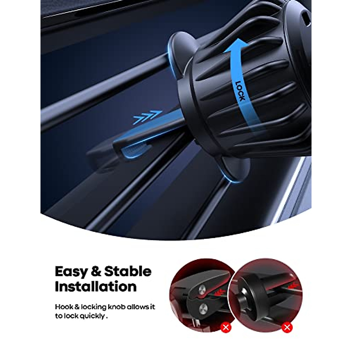 Magnetic Phone Holder for Car Vent - [6 Upgraded Magnet, 22.7% Stronger] Lamicall Car Magnetic Phone Mount with [Longer Hook] Fit More Vent, iPhone Car Mount Stand Cradle Clip Grip Fit All Cell Phones