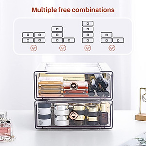 Homde Stackable Storage Containers Box with Pull-Out Drawer - Stacking Plastic Drawers Bins for Kitchen Pantry and Cupboard, Cabinet, Counter, Island and Tables - 2 Pack - Clear