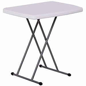 SUPER DEAL 2.5 Foot Plastic Folding Table, Indoor Outdoor Portable Heavy Duty Adjustable Height Kitchen or Camping Barbecues Picnic Party Table, White