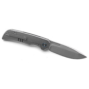 Miguron Knives M Mero Front Flipper Folding Knife 3.65" M390 Hand Hollow Ground Rubbed Satin Blade Sandblasting Titanium Handle Pocket Knife MGR-615GY