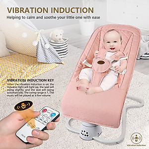 Portable Baby Bouncer,Infants Bouncer for Babies 0-6 Months,Baby Bouncer for Infants, Electric Baby Bouncer with Remote Control, Seat & Infant to Toddler Rocker for Newborns