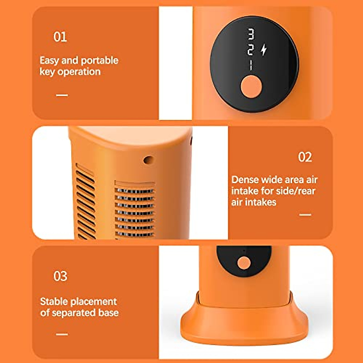 Desktop Conditioners Cooler Tower Fan,Portable Air Streamlined Tower Fan Silent,Space-saving, Bladeless Design, USB Interface - Personal Air Cooler for Office & School Desk /170 (Color : Orange)