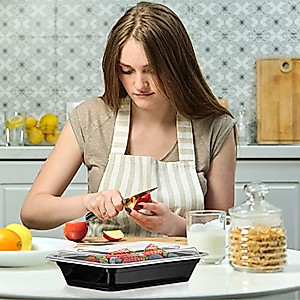 Glownary Meal Prep Food Containers with Lids, Bento Boxes, Food Storage Containers (28 oz. - Black, 50 Count. - Plastic)