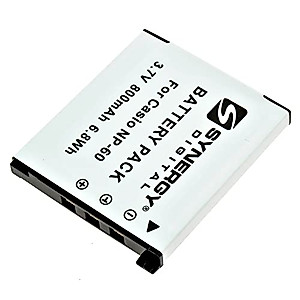 SDNP60 Lithium-Ion Rechargeable Battery - Ultra High Capacity (3.7V 800 mAh) - Replacement for Casio NP-60 Battery For Casio Exilim EX-FS10, EX-S10, EX-S12, EX-Z9, EX-Z29, EX-Z80, EX-Z85, EX-Z90