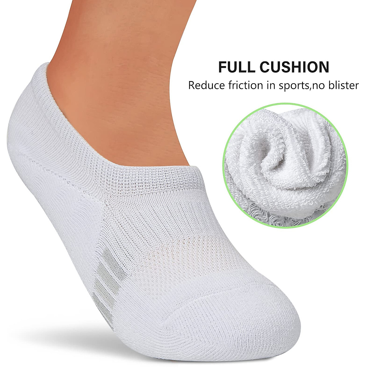 Amutost No Show Socks Womens White Running Thick Low Cut Athletic Ankle Soft 5-6 Pairs