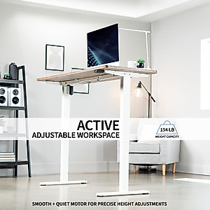 VIVO 60-inch Electric Height Adjustable 60 x 24 inch Stand Up Desk, White Solid One-Piece Table Top, White Frame Standing Workstation, Home & Office Furniture Sets, DESK-KIT-W06W