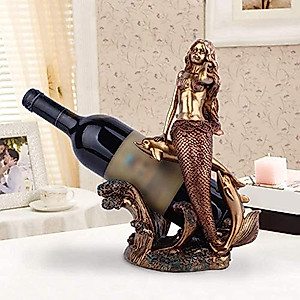 Kelendle Resin Single Wine Holder Women Wine Bottle Holders Countertop Wine Rack Creative Wine Display Rack Modern Tabletop Wine Racks Home Decor Ornaments Crafts for Living Room(Mermaid)