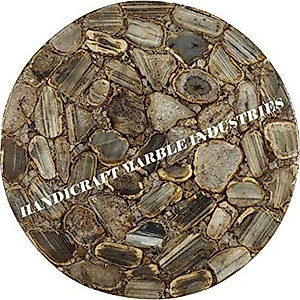18" Inch Wild Agate Table, Agate Table, Round Agate Table, Brown Agate Table, Agate Side Table Top