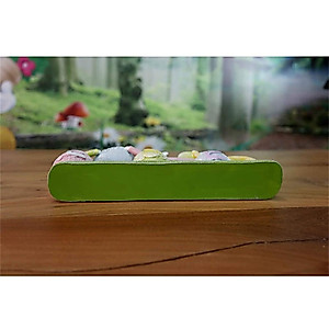 Abendedian Happy Easter Bunny Tabletop Decorations Resin Hand Painted Easter Eggs Bunny Figurines Ornament Garden Farmhouse Home Decor (13.4 * 2.4 * 5.5 inch, Style-B)