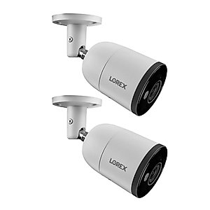 Lorex 4K IP Indoor/Outdoor Add-On Metal Bullet Security Camera for Wired Surveillance Systems - Smart Motion Detection, 2-Way Talk, and Color Night Vision (2-Pack) (2 Items)