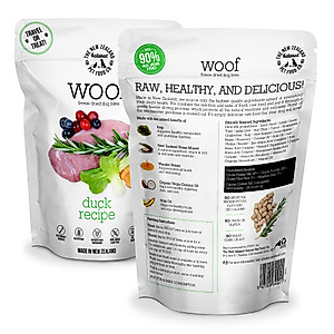 The New Zealand Natural Pet Food Co. Woof Freeze Dried Dog Food - Duck Recipe, High Protein, Complete Diet, Dog Treats, All Life Stages - 1.76 oz