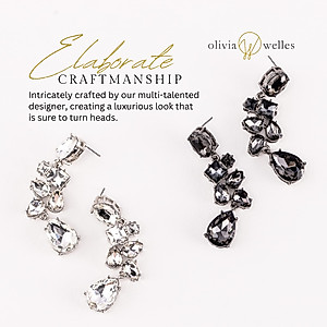 Olivia Welles Dangling Earrings for Women - Lustrous Rhinestone Chandelier Earrings for Every Occasion or Event