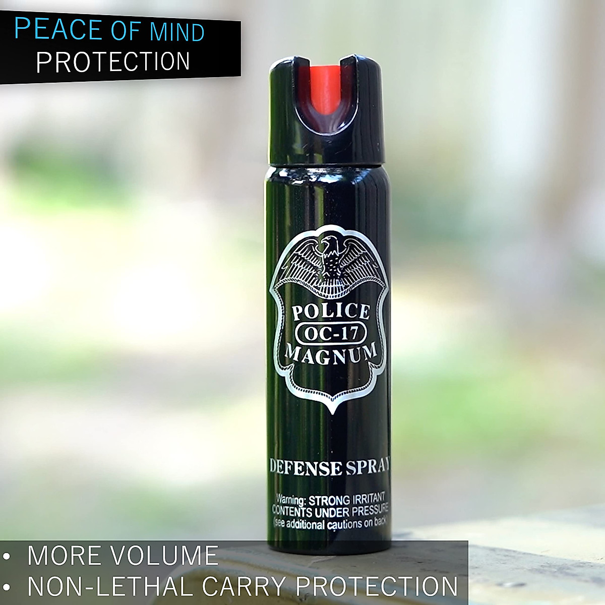 POLICE MAGNUM Large Pepper Spray Max Strength Portable Security- 16 ft Range- Made in The USA- 4oz Twist Lock (Red)