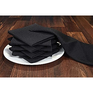 Gratico Premium Soft Cotton Highly Absorbent Kitchen Towels Quick Drying Dish Towels with Hanging Loop Black Solid 12x12 Inches Set of 8