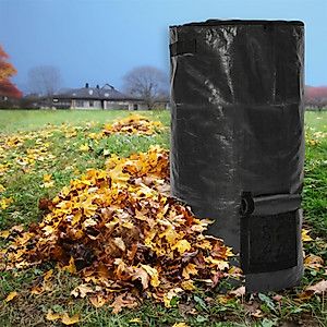 Compost Bin Bags 34 Gallon Garden Compost Bags Outdoor Reusable,Organic Waste Kitchen Garden Yard Compost Bag Collapsible Leaf Lawn Bags Gardening Container (Black 2pcs)