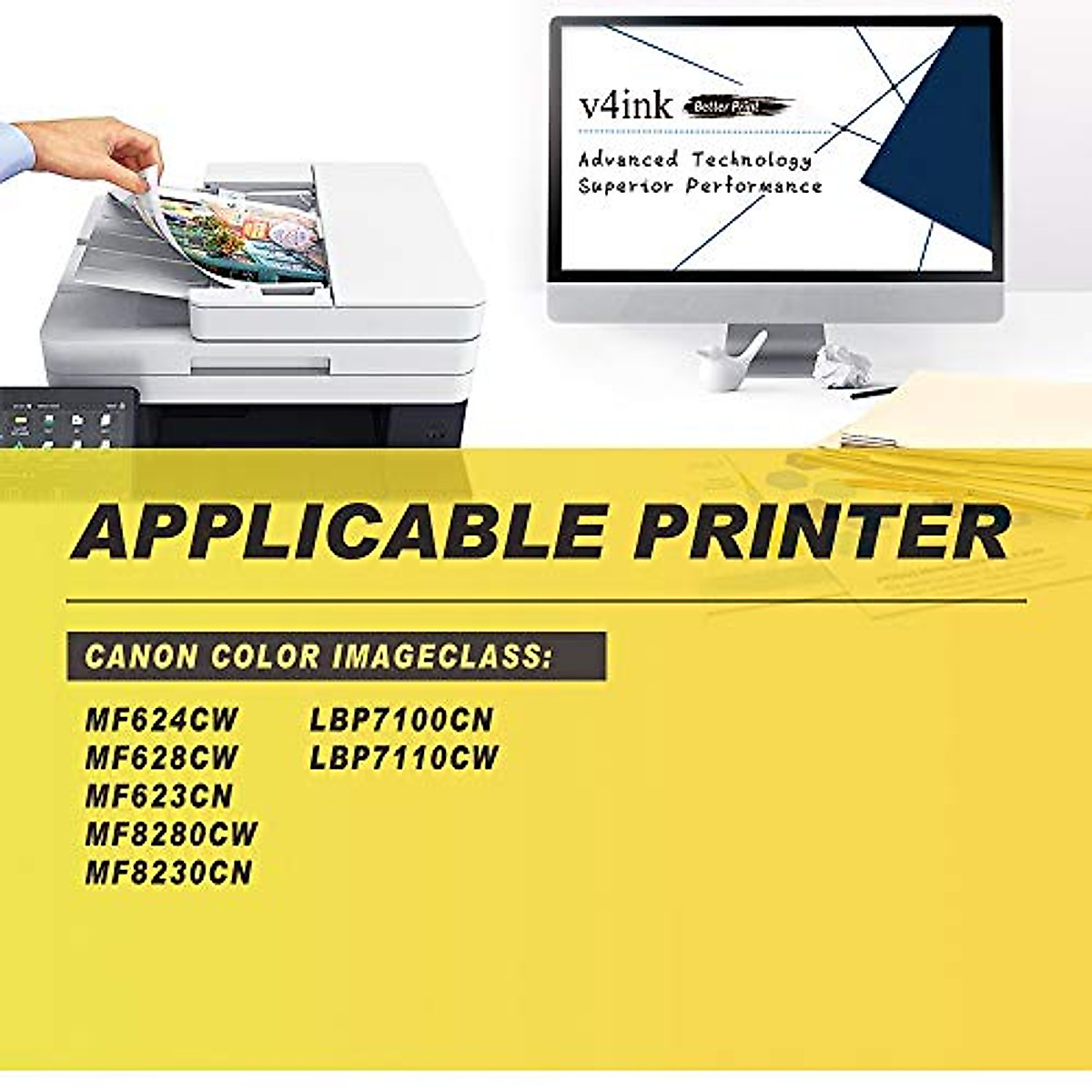 v4ink 4PK Remanufactured 131H Toner Cartridge Replacement for Canon 131 131H 116 CRG116 CRG131H Toner Set for Canon Color MF624Cw MF628Cw MF623Cn MF8280Cw MF8230Cn MF8030Cn MF8040Cn MF8050Cn MF8080Cw