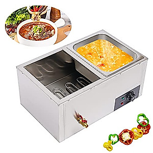2-Pan Countertop Food Warmer, 110V/60Hz 850W Steam Table Stainless Steel Food Warmer 30° to 85° Adjustable Buffet Server Food Warmer Canteen Buffet Steam Heater for Catering and Restaurants