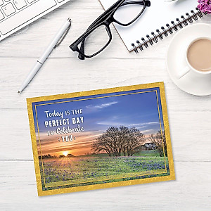 Sunrise Celebration Deluxe Birthday Greeting Cards - Set of 8 (4 Designs), Large 5" x 7", Happy Birthday Cards with Sentiments Inside, includes White Envelope