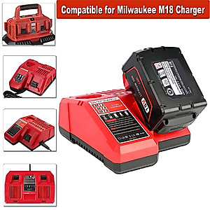 DEWQKI 2 Packs 5.0Ah M18 Battery Replacement for Milwaukee 18V Battery, Compatible with Milwaukee M18 Battery 48-11-1820 48-11-1812 48-11-1850 48-11-1828 48-11-1828 48-11-1815 Cordless Power Tools