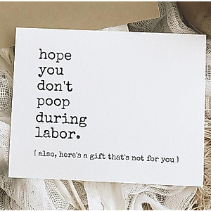 Funny Baby Shower Card For Boy Or Girl. Hope You Don't Poop During Labor Card. Funny Gender Neutral Baby Shower Card. Baby Shower Greeting Card.