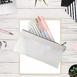 4Pcs Pencil Case Set Clear Pencil Storage Pouch Exam Pencil Ba with Zipper Makeup Cosmetics Bag for Women School and Office Supplies（Pink Green Beige White and Blue）