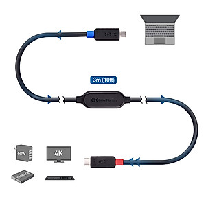 Cable Matters Unidirectional 10Gbps Active USB C Cable 10 ft, Supports Up to [4K@60Hz Video, 60W Charging, 10Gbps Data Transfer] for Apple Vision Pro, Meta Quest 3 VR Headset, Portable Monitor