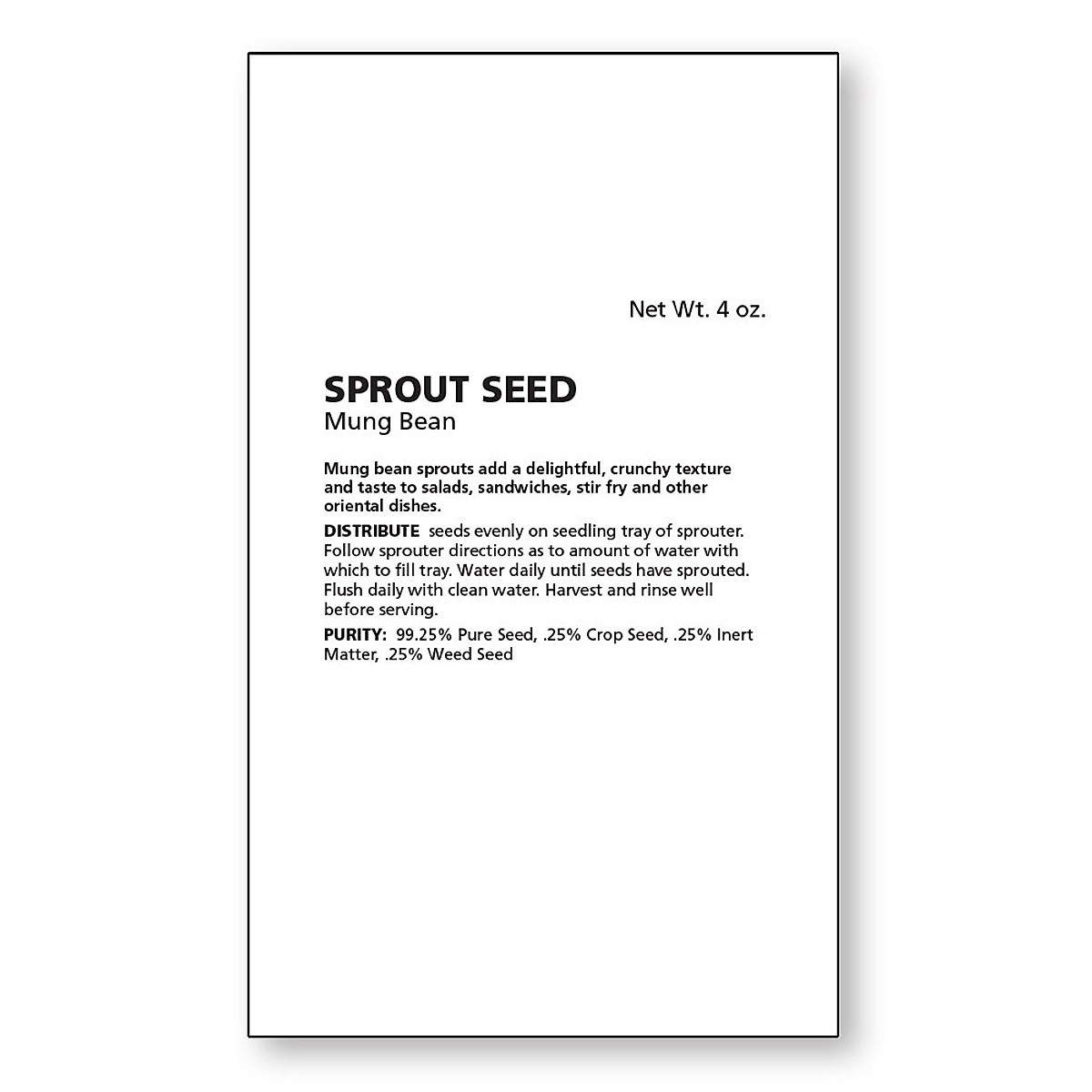 Burpee Mung Bean Sprout Seed Seeds 4 ounces of seed