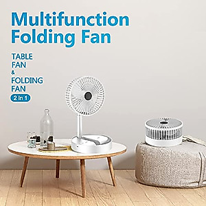 MAESHOP Portable Desk Fan 3 Speeds Wind Quiet Foldable Rechargeable Battery Operated USB Desktop Folding Fan For Office Trave Home Desk Outdoor Bedroom Trave，6.5-Inch (White)