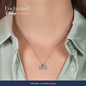 Jewelili Disney Princess Cinderella Inspired Carriage Pendant Necklace for Women with 1/10 CTTW Diamond and London Blue Topaz in Sterling Silver Enchanted Disney Fine Jewelry