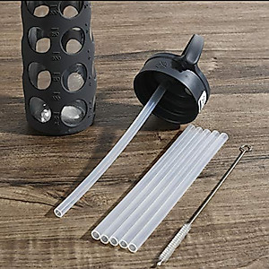 Greant 6 Pack Replacement Straws compatible with LIFEFACTORY Water Bottle 16oz with Straw Cap, 7.5 inch Silicone Straws (190mm (compatible with 16 Ounce Lifefactory Bottle))