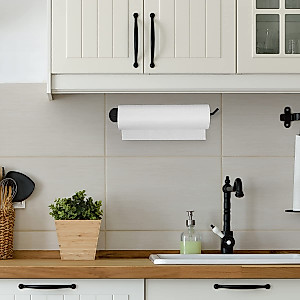 KSWLLO Paper Towel Holder Under Cabinet, Stick on Wall Paper Towel Stand, SUS304 Stainless Steel Space Saver Drill Paper Towel Holder for Kitchen, Bathroom, Cabinets