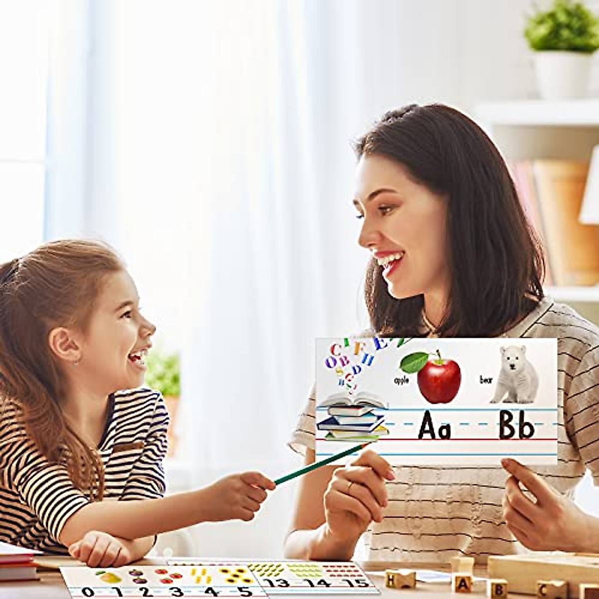 Cholemy Alphabet and Numbers Bulletin Board Strips Set Alphabet Number Wall Classroom Decoration Animal ABC Number 1-20 Line Wall Poster with Adhesive Dots for Playroom Bedroom Nursery Room Decoration