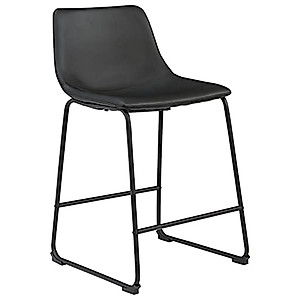 Signature Design by Ashley Centiar 24" Counter Height Modern Bucket Barstool, 2 Count, Black